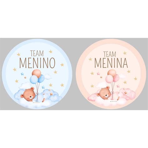 Adesivos De ChÁ RevelaÇÃo Team Menino Team Menina Lembrancinhas De Chá De Bebê Chá Revelação