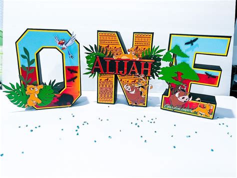 3d Letters Lion Kinglion King Letterslion King Birthdaylion Etsy