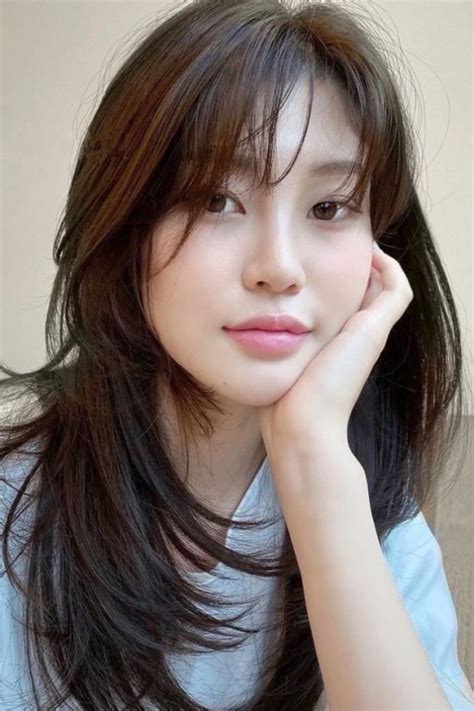 30 Cute Korean Wispy Bangs Long Hairstyles — Layered Haircut