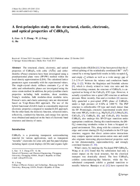 Pdf A First Principles Study On The Structural Elastic Electronic