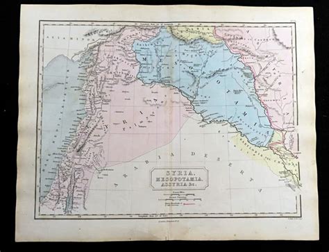 Ancient Syria Map Mesopotamia Assyria Latin Antique Hand Coloured