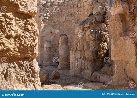 The Courtyard Ruins Of The Palace Of King Herod Herodion In The