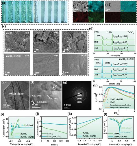 A In Situ Optical Micrographs Of Zn Deposition Process Sem Images And