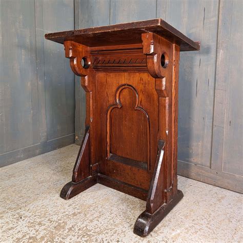 Victorian Simple Gothic Pitch Pine Ambo Reading Desk Lectern From Holy
