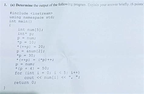 solved 1 a determine the output of the following program