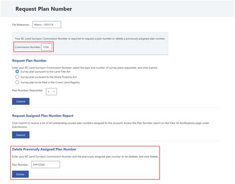 Delete Previously Assigned Plan Numbers System Help
