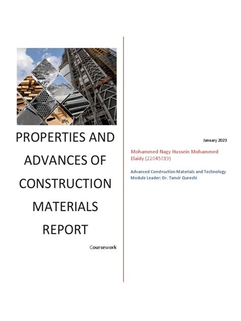 Advanced Construction Materials And Technology Coursework Pdf Youngs Modulus Strength Of