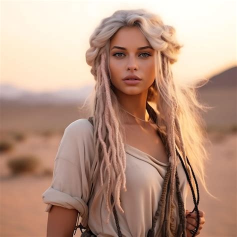 Premium Ai Image Photo Of Long Braids European Woman Holding A Blush
