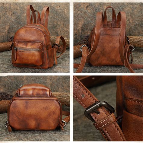 Cute Womens Mini Brown Leather Backpack Purse Book Bag Purses For Wome