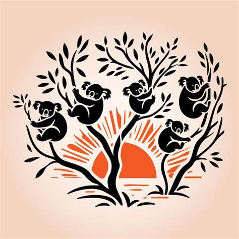 Premium Vector Koalas Clinging To Tree Branches With Their Joeys On