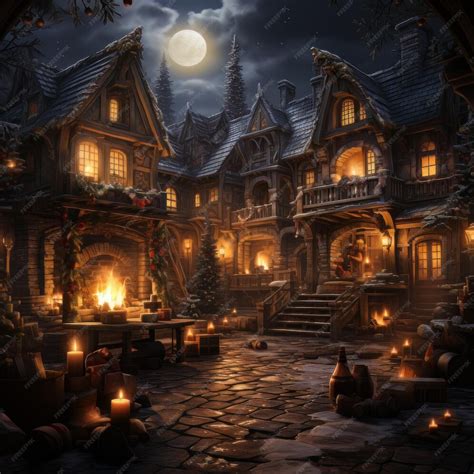 Premium Photo Fireside Festivities Fantasy Christmas