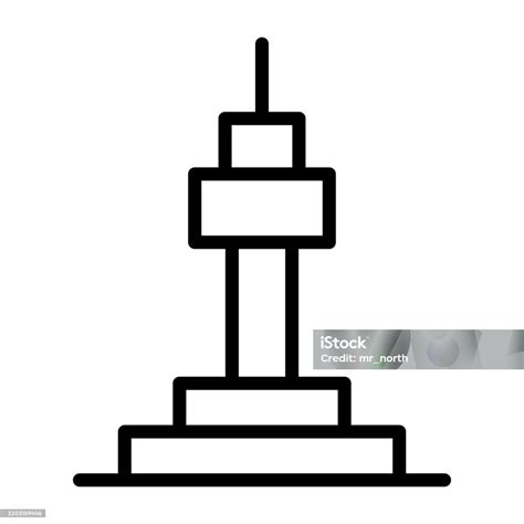 N 서울 타워 아이콘은 얇은 선 스타일입니다 벡터 일러스트 레이 션 그래픽 디자인 0명에 대한 스톡 벡터 아트 및 기타 이미지 0명 검은색 고립 색상 Istock