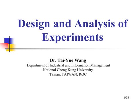 Design And Analysis Of Experiments Presentation