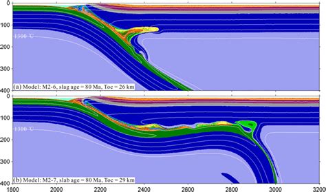 numerical modeling results with variable oceanic crustal thickness t