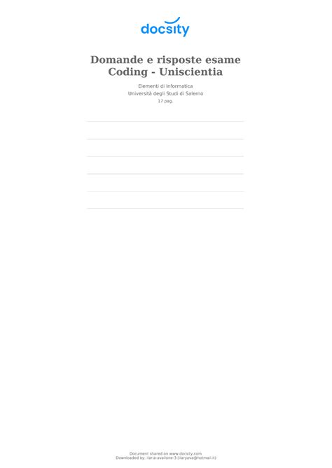Docsity Domande E Risposte Esame Coding Uniscientia Domande E