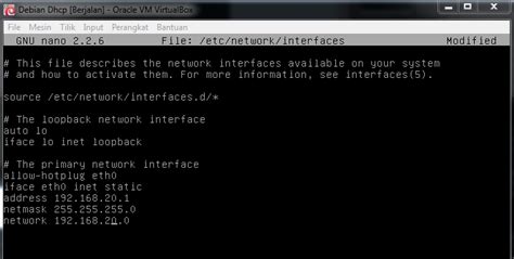 Instalasi Dan Konfigurasi Dhcp Server Pada Debian 8 Di Virtualbox