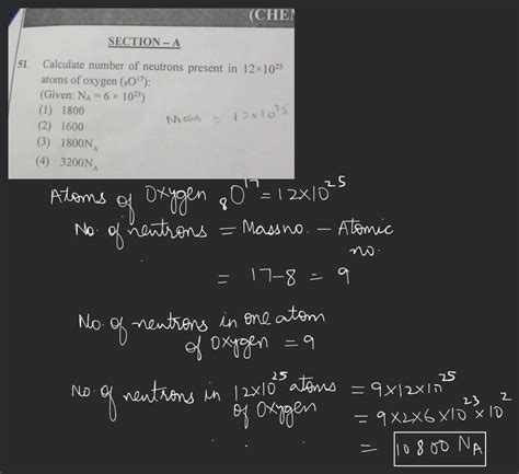 Section A Calculate Number Of Neutrons Present In 12 Times 10 25 Ato