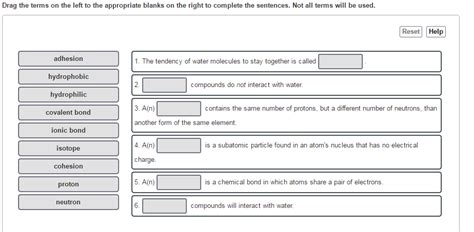 solved drag the terms on the left to the appropriate blanks