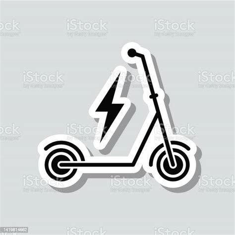 担当電動スクーター灰色の背景にアイコンステッカー サイクリングのベクターアート素材や画像を多数ご用意 サイクリング スポーツ 影