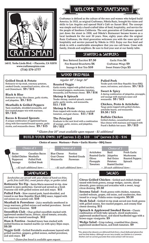 Craftsman Wood Fired Pizza Oc Restaurant Guides