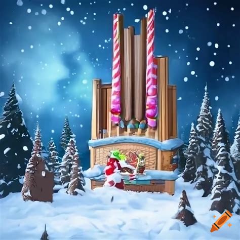 Santa Claus Playing A Chocolate Pipe Organ On Craiyon