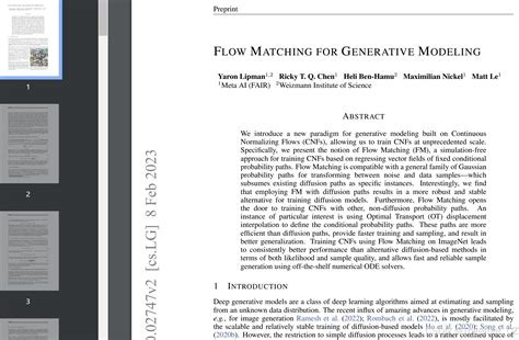 flow matching for generative modeling——生成建模的流匹配 csdn博客