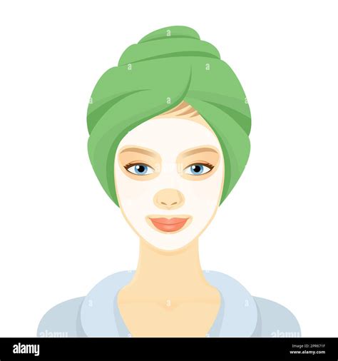 Woman With A Cosmetic Face Mask Smiling Girl Portrait Clean Skin