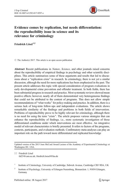 Pdf Evidence Comes By Replication But Needs Differentiation The