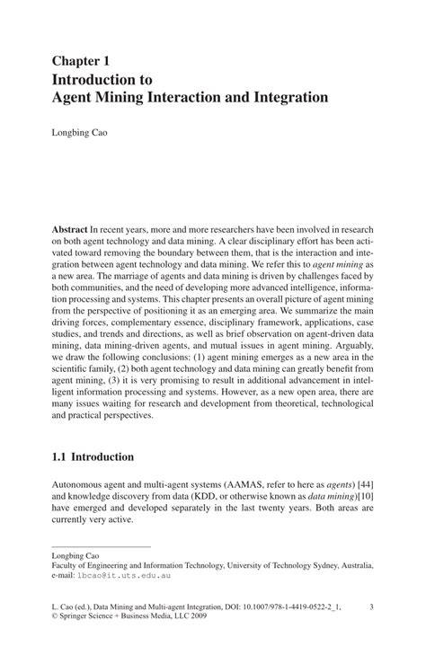Pdf Introduction To Agent Mining Interaction And Integration