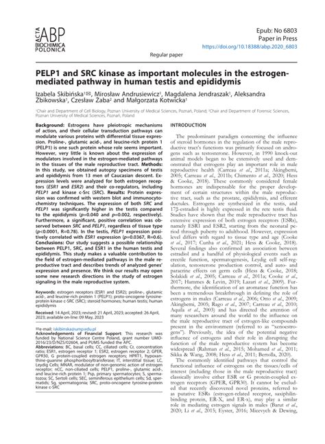 Pdf Pelp1 And Src Kinase As Important Molecules In The Estrogen
