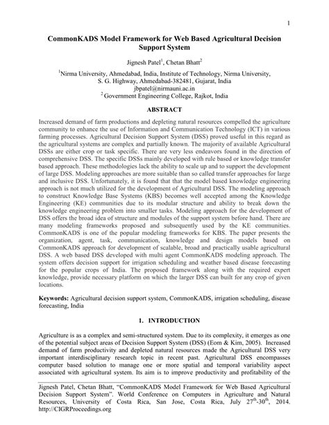 Pdf Commonkads Model Framework For Web Based Agricultural Decision