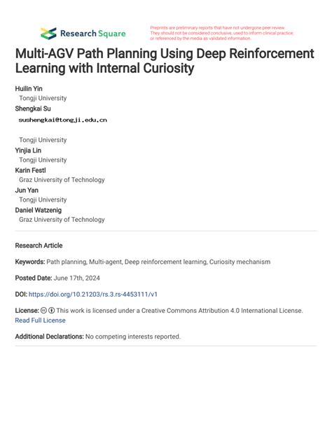 Pdf Multi Agv Path Planning Using Deep Reinforcement Learning With