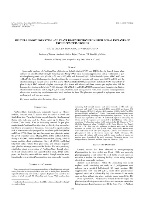 Pdf Multiple Shoot Formation And Plant Regeneration From Stem Nodal