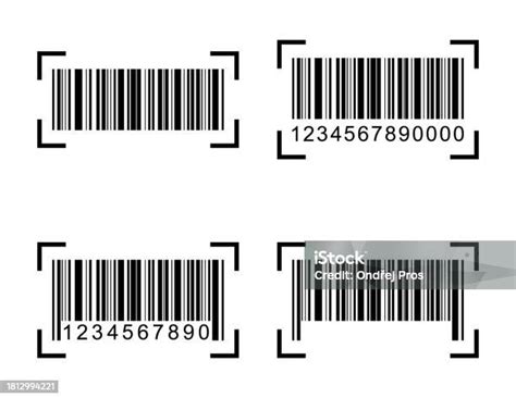 Set Ikon Vektor Barcode Kode Batang Untuk Desain Datar Web Ilustrasi