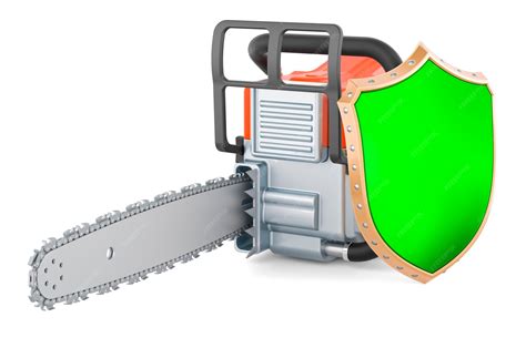 Premium Photo Chainsaw With Shield 3d Rendering