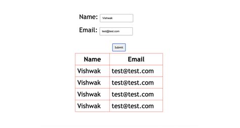 Create A Form And Fill Form Details In Below Table In Javascript DEV Community