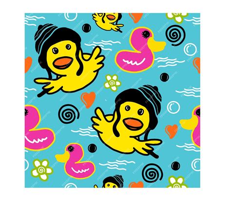 Premium Vector Duck Seamless Pattern Vector Illustration In Cartoon Style For Packaging