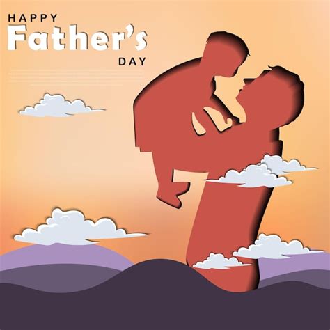 Premium Vector Happy Fathers Day Paper Cut Out Illustration