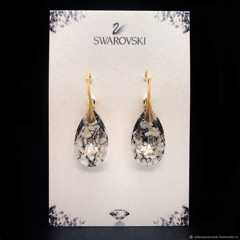 -25%_Серьги Swarovski_серебро+позолота_Серьги Капли Сваровски в ...