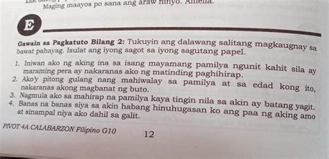Pagsasanay 2 Tukuyin Ang Mga Pahayag Ay Para Sa Paglalarawan Images