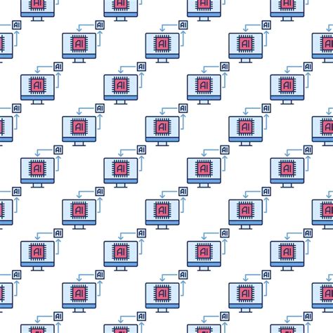 Premium Vector Ai Technology On Computer Display Vector Colored Seamless Pattern