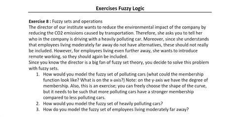 Solved Exercise Fuzzy Sets And Operations The Director Chegg