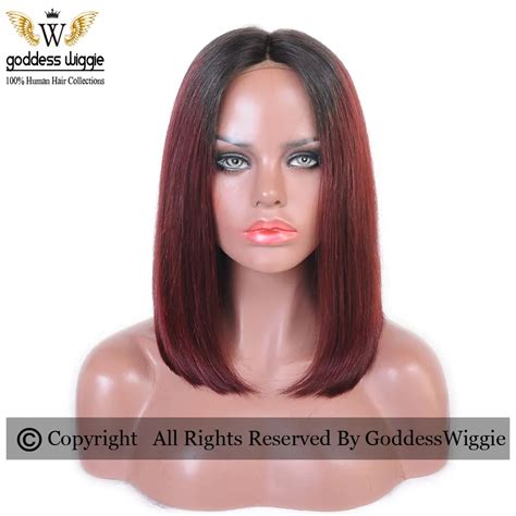 6a Red Short Bob Style Human Hair Wigs Bob Full Lace Wigs Black Women