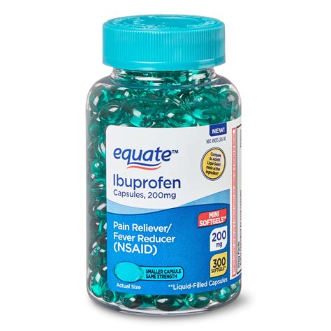 Equate Ibuprofen Mini Softgels Pain Reliever And Fever Reducer 200 Mg