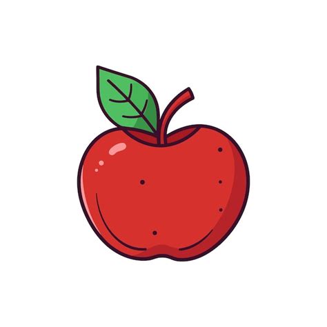 Premium Vector Vector Of A Juicy Red Apple With A Fresh Green Leaf On