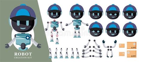 Robots Creation Kit Vector Set Design Robot Body And Head Creator