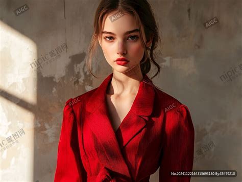 Ai创作图气质美女模特 红衣少女女孩 红调风格 欧美模特 红色个人个性典雅 外籍模特 红衣服女性 红衣服女孩 模特banner 优雅气质 气质