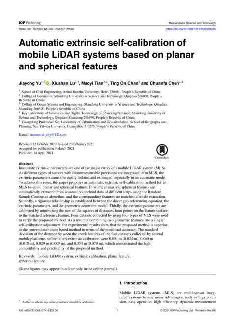 Automatic Extrinsic Self Calibration Of Mobile Lidar Systems Based On Planar And Spherical