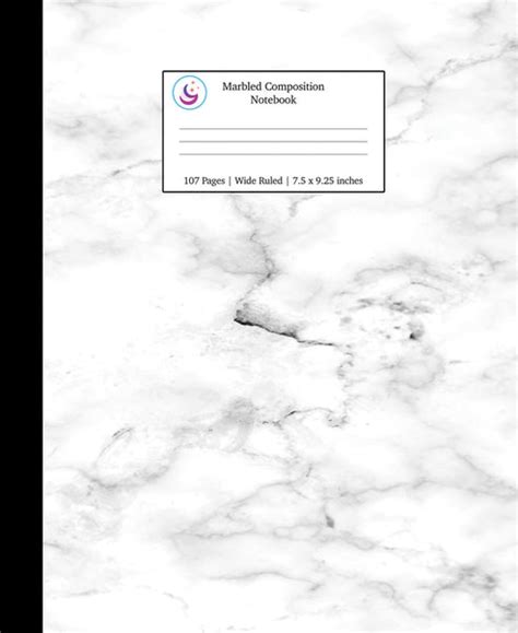 Marbled Composition Notebook White Marble Paper Wide Ruled Notebook