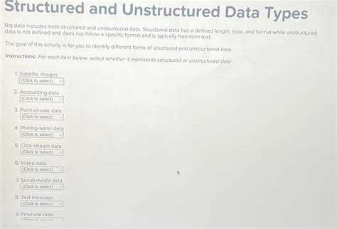 Solved Structured And Unstructured Data TypesBig Data Chegg